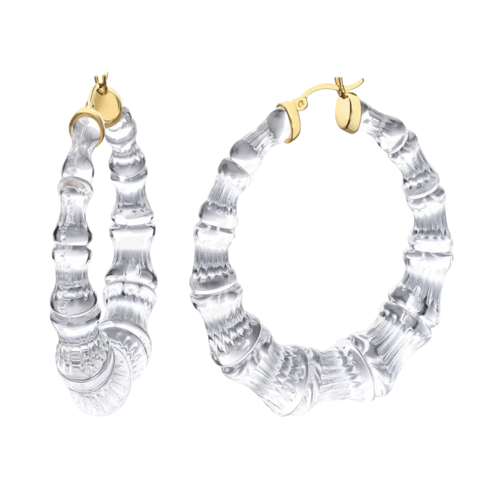 Clear Bamboo Hoop Earrings | The Jewelry Edit – TJE