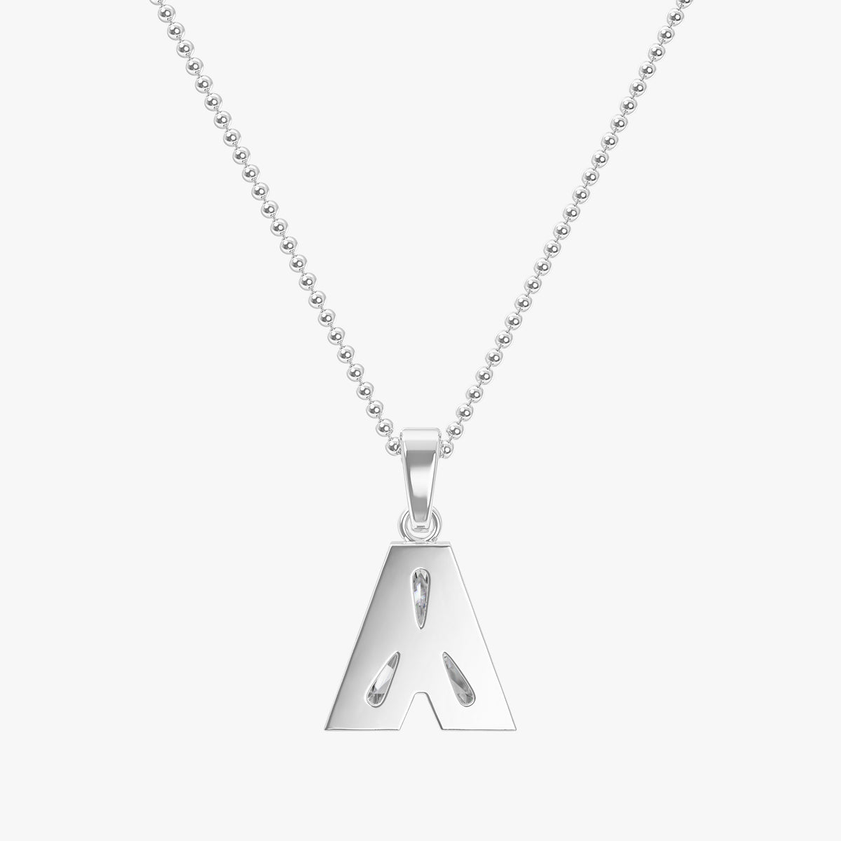 7mm Alphabet Solitaire Diamond Initial Pendant White Gold – TJE