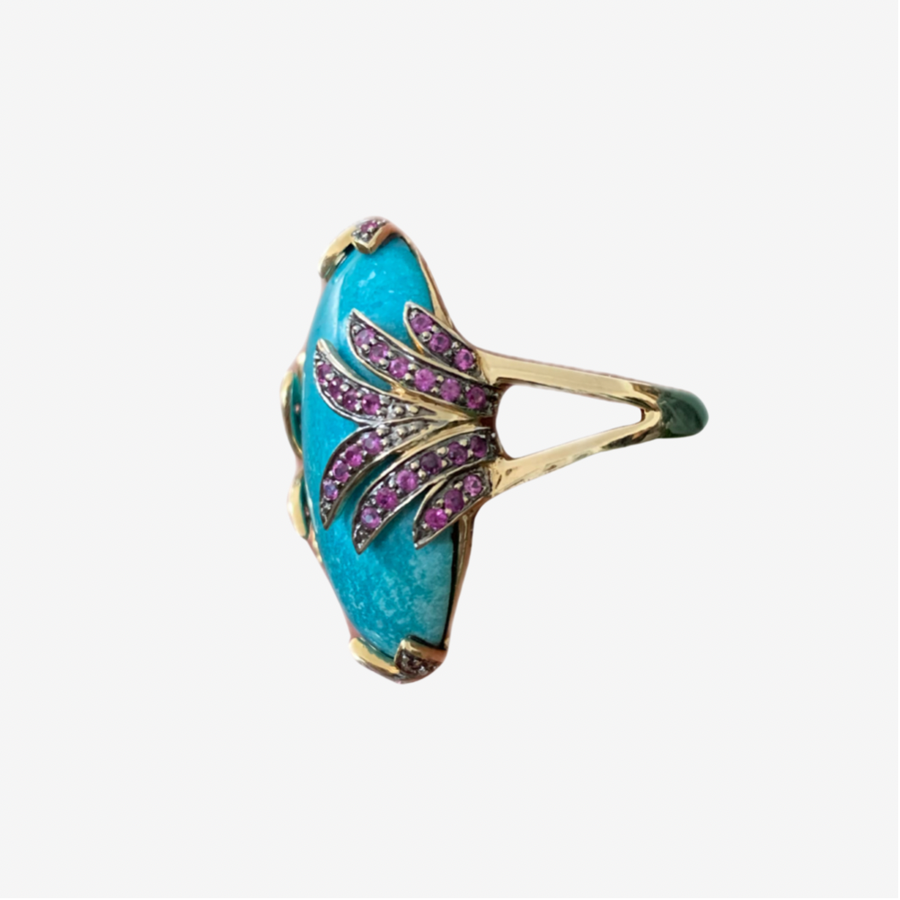 Bold Oval Turquoise and Ruby Cocktail Ring – The Jewelry Edit