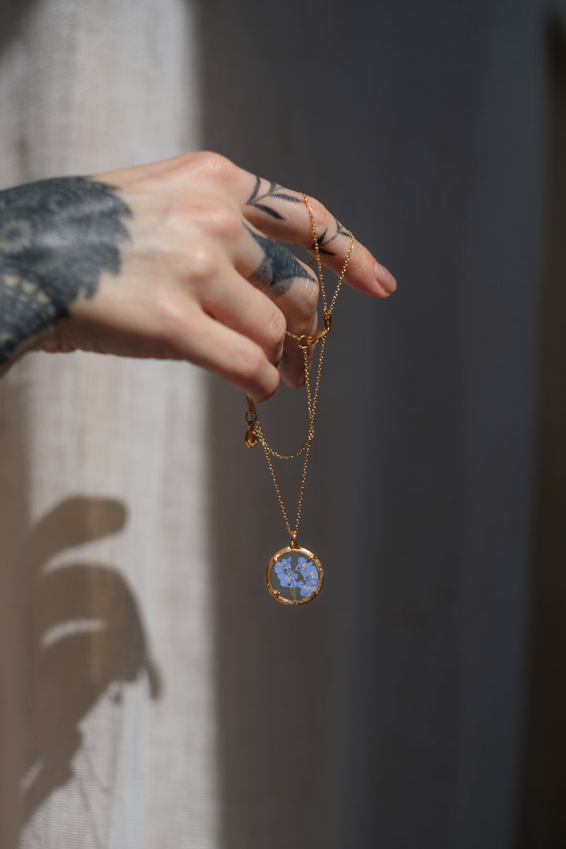 Botanicals Mandala Forget Me Nots Necklace | The Jewelry Edit – TJE